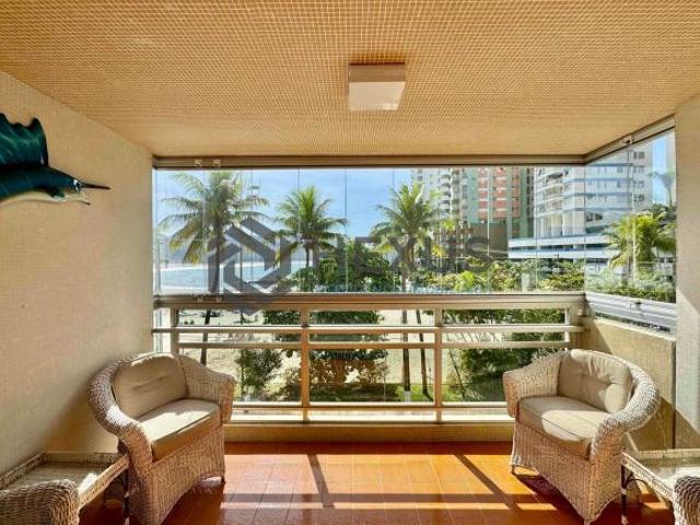 Apartamento frente mar com varanda vista mar e lazer na Praia das Asturias, Guar