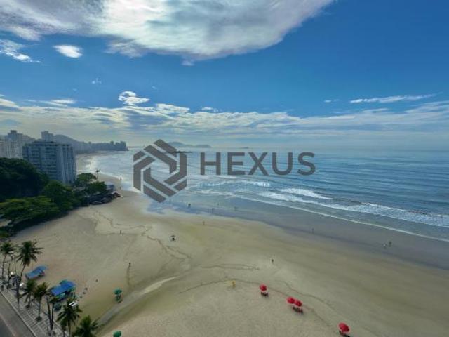 Apartamento frente mar com varanda vista mar e lazer no Jardim Astúrias, Guarujá