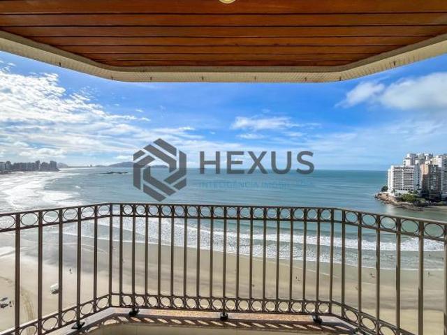 Apartamento frente mar com varanda vista mar e lazer no Jardim Astúrias, Guarujá