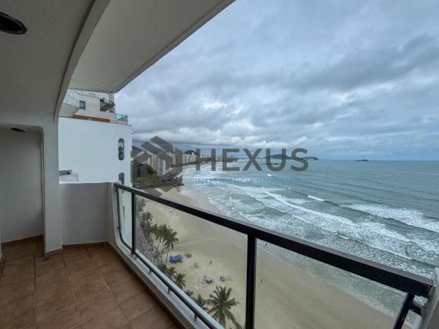 Apartamento frente mar com varanda vista mar na Praia das Asturias, Guaruja
