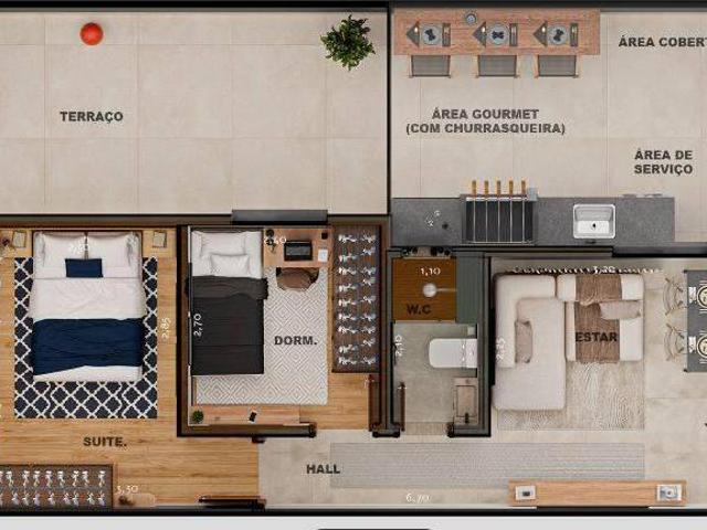 Apartamento gardem 92,49 m² 1 vaga / Elevador Campestre Prev. 2º sem.26