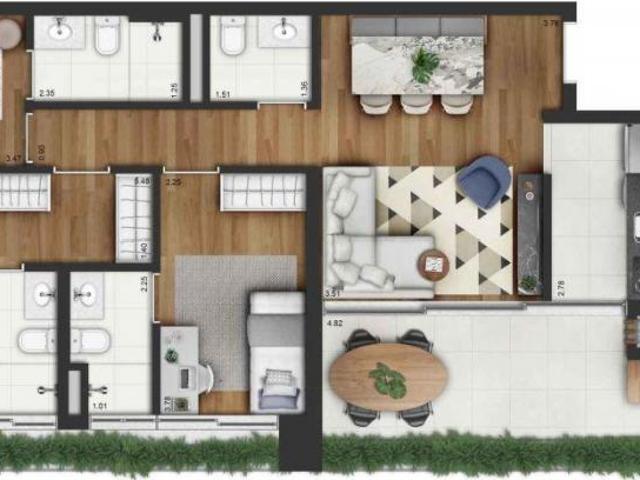 Apartamento Garden com 133 m², com 2 dormitórios, 1 vaga a venda no Campo Belo