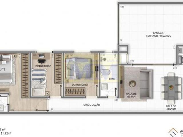 Apartamento Garden com 21,12m² no Bairro Emiliano Perneta Pinhais/PR