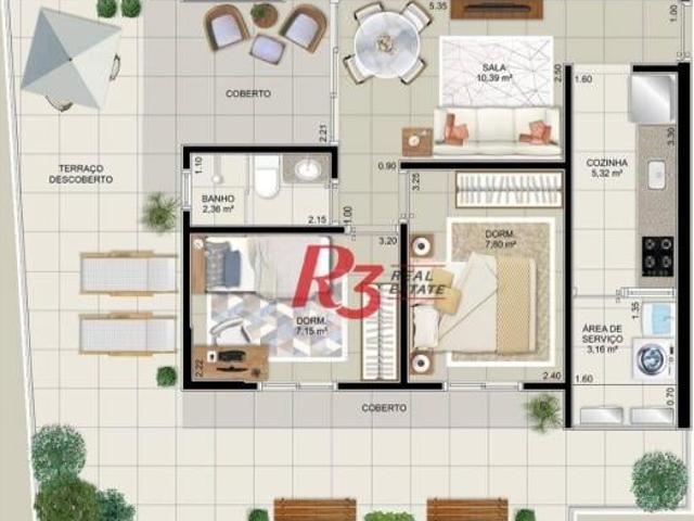 Apartamento Garden com 2 dormitórios à venda, 94 m² por R$ 720.000 Embaré Santos/SP
