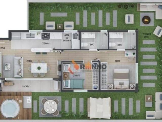 Apartamento Garden à venda 2 quartos 1 suíte, 73 m² por R$ 1.187.000 Água Verde Curitiba/PR