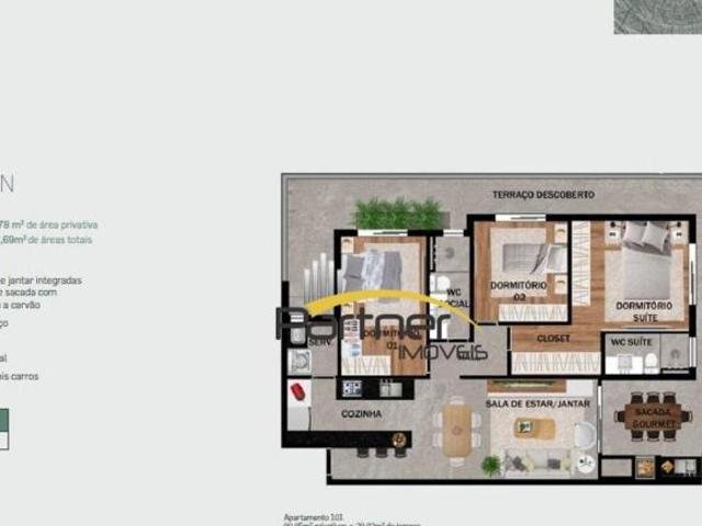 Apartamento Garden à venda, 84 m² por R$ 998.156,00 Boa Vista Curitiba/PR
