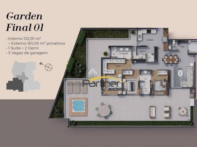 Apartamento Garden à venda, 132 m² por R$ 3.278.230,00 Água Verde Curitiba/PR