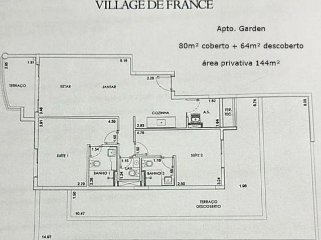 Apartamento Garden à Venda Village de France | 144m² | 2 Suítes | Ampla Varanda
