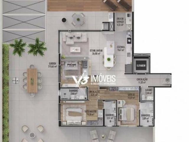 Apartamento Garden Edificio BAYone, 3 Suites, 451 m² m