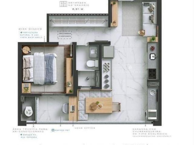 Apartamento Kingdom com 1 quarto à venda, 50 m² por R$ 722.000 Jardim das Colinas São José dos C