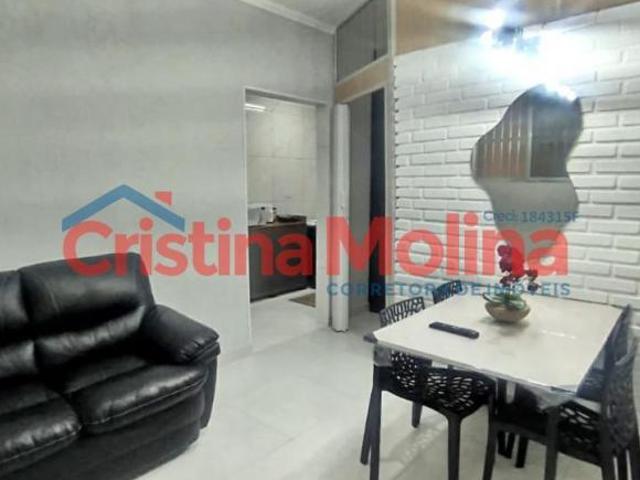 Apartamento kit renovado, mobiliado, 100m da praia, Guilhermina, Praia Grande