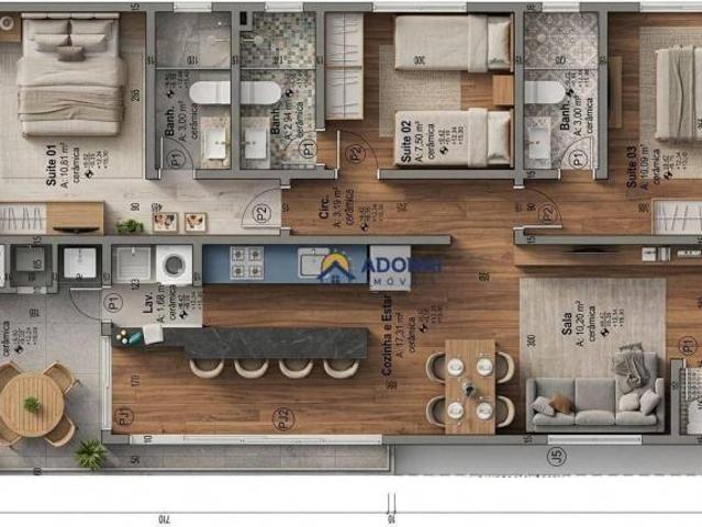 Apartamento Lançamento com 3 Suíte no Edifício Elim, à venda por R$ 1.000.000 Centro Guaratuba/P