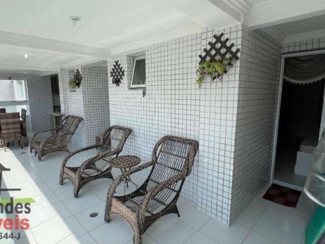 Apartamento mobiliado 200 metros da praia ampla varanda gourmet 2 suítes à venda, 103 m² por R$ 610