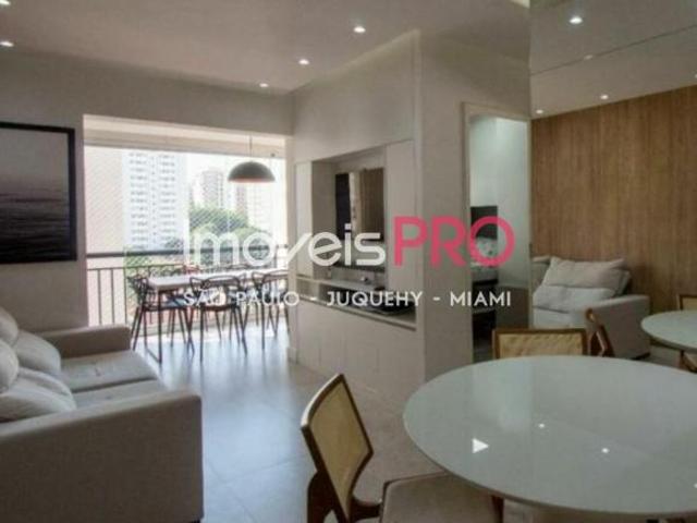 Apartamento mobiliado a venda Brooklin em predio novo com 58m2, 2 dorms, 1 suite, 1 vaga com varanda