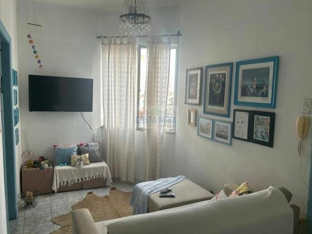 Apartamento mobiliado à venda de 55m2, 2 quartos, vista mar na Praia do Gonzaguinha / São Vicente