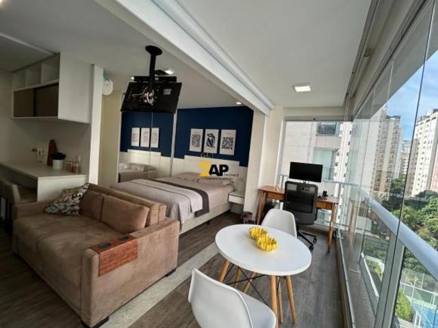 Apartamento mobiliado à venda no Brooklin, 1 quarto, 1 banheiro, 1 vaga de garag