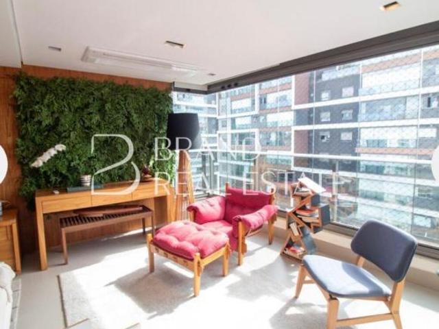 Apartamento mobiliado á venda no Habitarte Brooklin, 131m², andar alto, varanda gourmet, 3 vagas