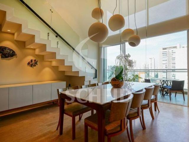 Apartamento mobiliado em andar alto com mezanino e varanda gourmet Brooklin