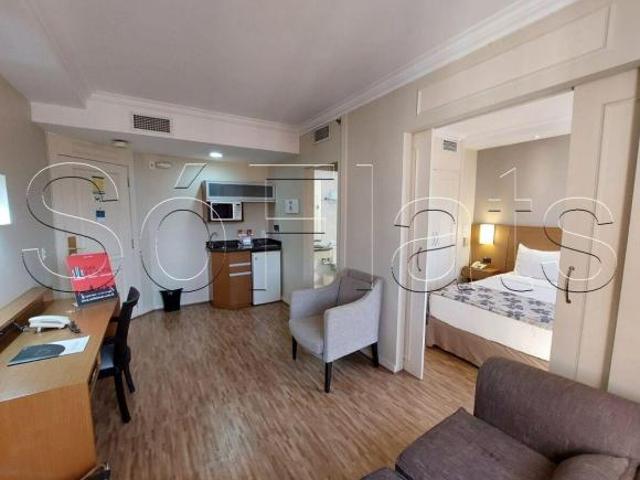 Apartamento mobiliado no Apart Hotel The World, para investimento ou moradia na Vila Olímpia