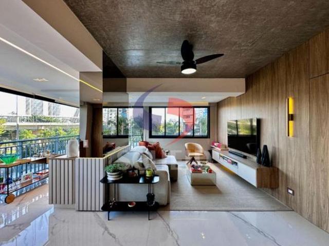 Apartamento moderno á venda no Brooklin com 82m², 1 suíte, 1 vaga Vista para a Ponte Estaiada