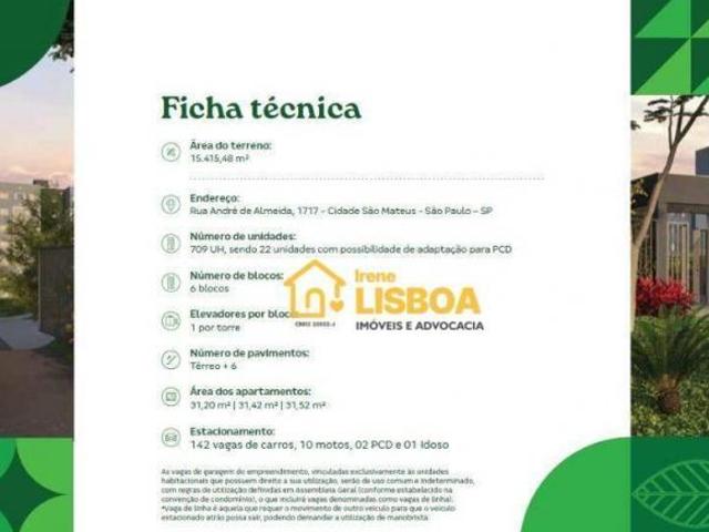 Apartamento na Planta, 32m² por R$ 220.000 Cidade São Mateus São Paulo/SP Entrada a partira de