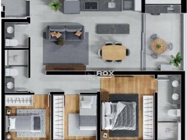 Apartamento na planta com 3 quartos 1 suíte à venda, 72 m² Novo Mundo, Curitiba/PR