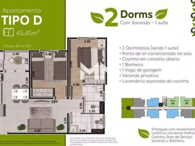 Apartamento na planta à venda, 2 quartos, 1 suíte, 1 vaga, Caguassu Sorocaba/SP