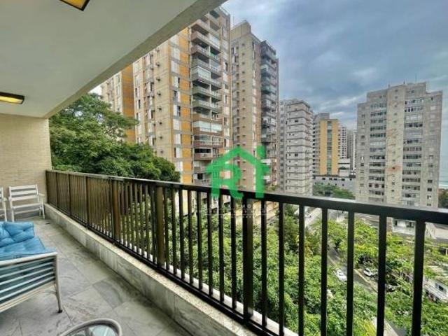 Apartamento na Praia, Vista parcial ao Mar, 4 dormitórios 3 suíte, 2 vagas, Pitangueiras, Guarujá