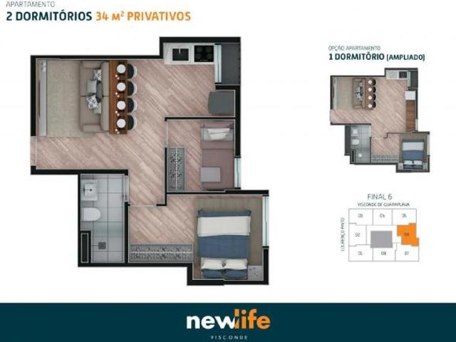 Apartamento New Life Visc Gpva | Aps prontos a p/ de 9,8 mil mts² | 2 Dorm