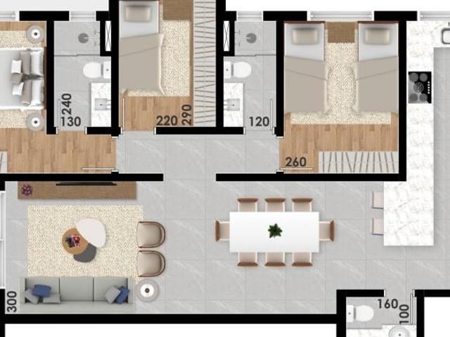 Apartamento no Agua Verde, 3 quartos, sendo 1 suíte 105,63 m² 2 vagas