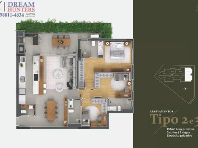 Apartamento no Bairro Alto da Glória, com 133m², 3 suítes, 2 vagas + depósito