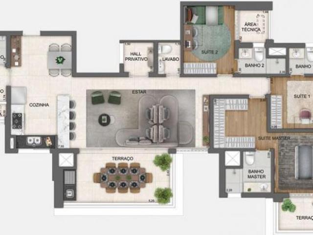 Apartamento no Brooklin, 185 m², 4 Quartos,3 Vagas determinadas mais deposito