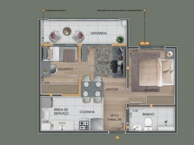 Apartamento no Jaraguá 2 Dormitorios 42m² Varanda Minha Casa Minha Vida Entrada R$ 800,00