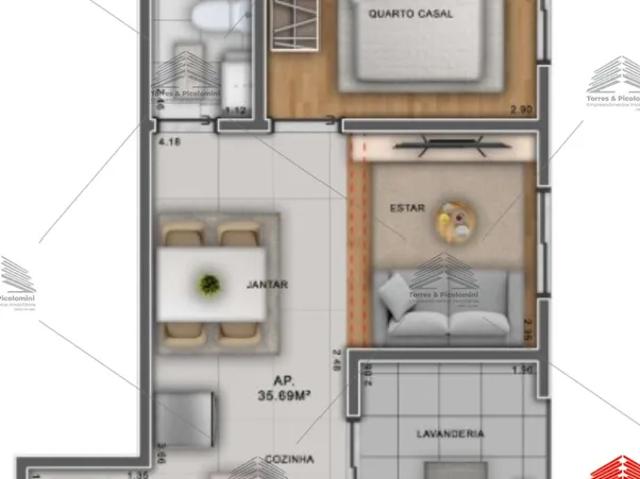 Apartamento novo a venda na Mooca, com 35m², 1 dormitório, sala para 2 ambientes, cozinha, banheiro