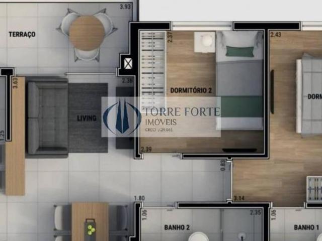 Apartamento novo 2 dormitórios 1 suíte 45 m²|1 vaga|Lazer comp.|Água Fria