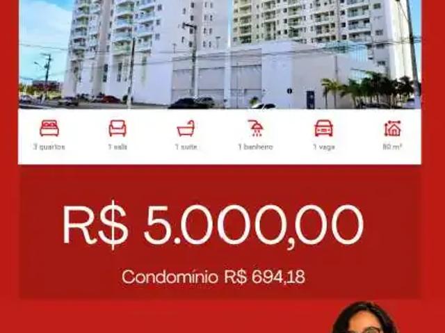 Apartamento para Locação em Aracaju/SE Jardins 3 Quartos