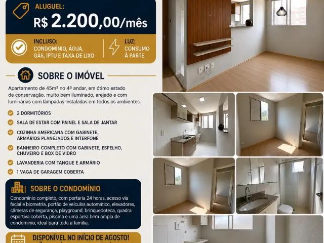Apartamento para Locação em Cajamar/SP Portais Polvilho 2 Quartos