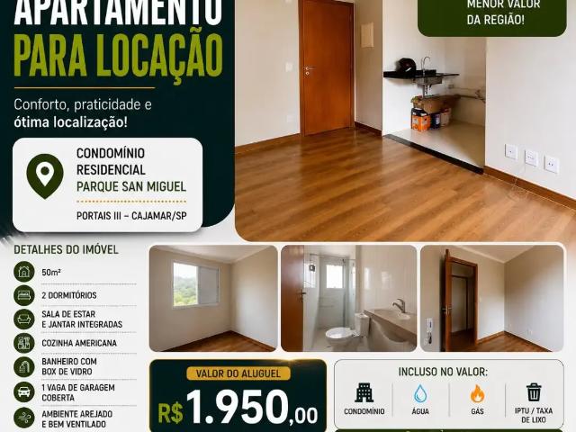 Apartamento para Locação em Cajamar/SP Portais Polvilho 2 Quartos