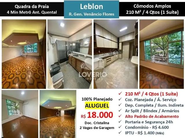 Apartamento para Locação em Rio de Janeiro/RJ Leblon 4 Quartos