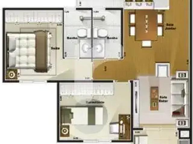 Apartamento para Locação em São Bernardo do Campo/SP Vila Gonçalves 2 Quartos
