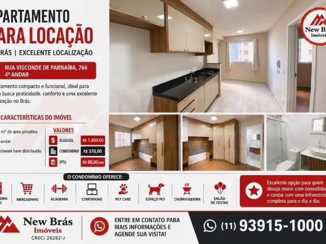 Apartamento para Locação em São Paulo/SP Brás 1 Quartos
