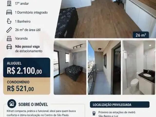 Apartamento para Locação em São Paulo/SP Centro 1 Quartos