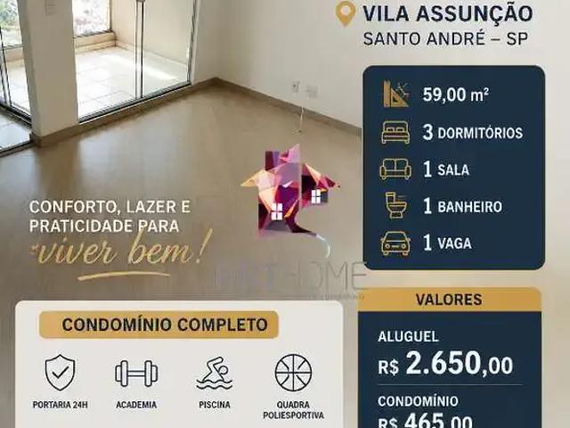 Apartamento para Locação em Santo André/SP Vila Assunção 3 Quartos