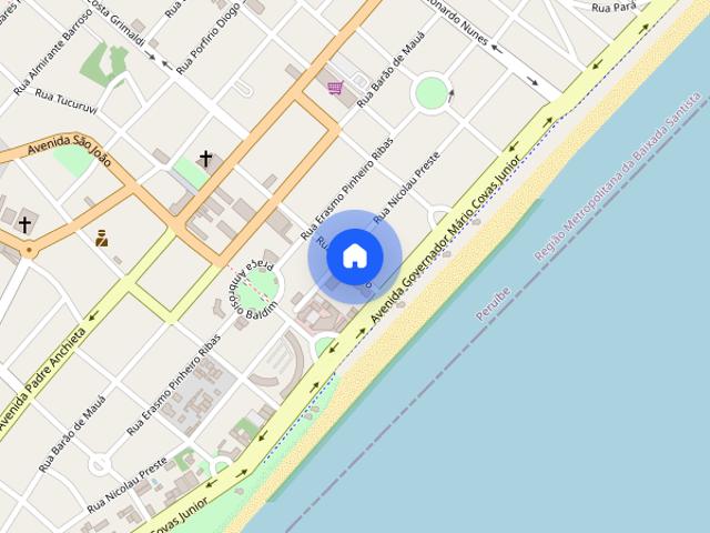 Apartamento para locação no Centro de Peruíbe SP: 1 quarto, 1 sala, 1 banheiro, 48m² de área
