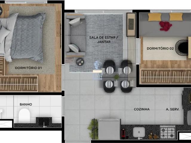 Apartamento para venda com 2 quartos no Parque Novo Mundo