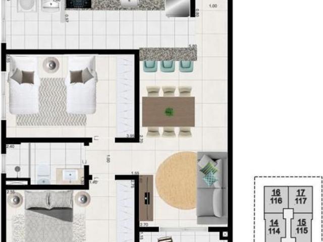 Apartamento para Venda em Mongaguá, 2 dormitórios, 1 banheiro, 1 vaga