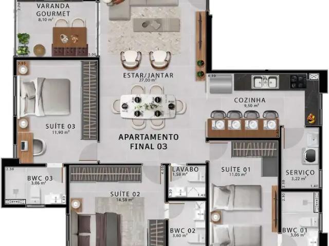 Apartamento para Venda em Natal/RN Lagoa Nova 3 Quartos