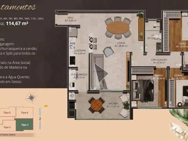 Apartamento para Venda em Navegantes/SC Gravata 2 Quartos