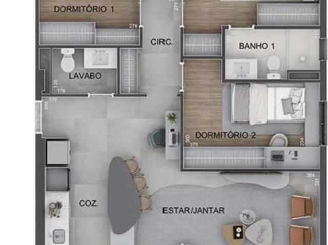 Apartamento para venda em Nova Campinas de 122.13m² com 3 Quartos, 1 Suite e 2 Garagens