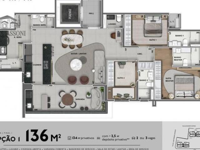 Apartamento para venda em Nova Campinas de 136.00m² com 3 Quartos e 3 Suites